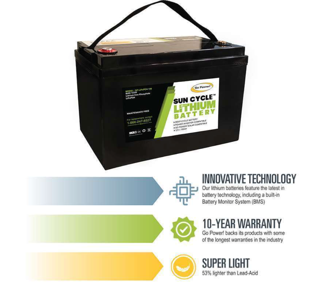 Go Power - GP-LIFEP04-100, 12V 100Ah Lithium Battery – Off The Grid ...