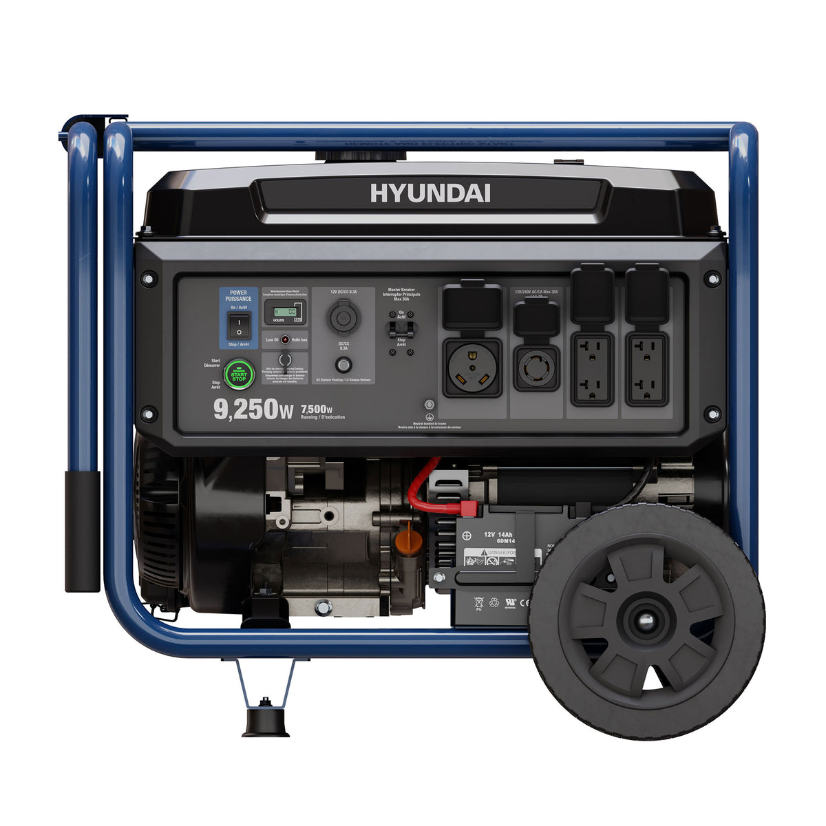 Hyundai - HG9250R , 9250W Gas Powered Portable Generator with Remote S ...